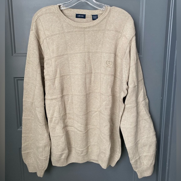 Izod | Sweaters | Vintage Izod Box Design Sweater In Khaki Large | Poshmark